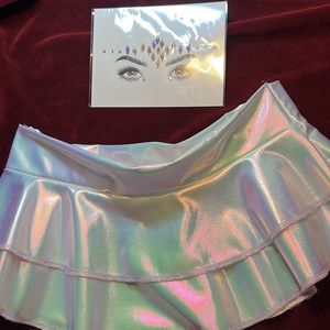 iHeartRaves | Skirts | Holographic Rave Outfit 3 Piece Set | Poshmark